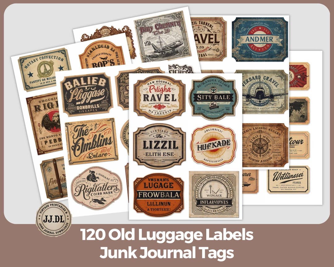 120 Old Luggage Labels – Vintage Travel Ephemera, Retro Suitcase ...
