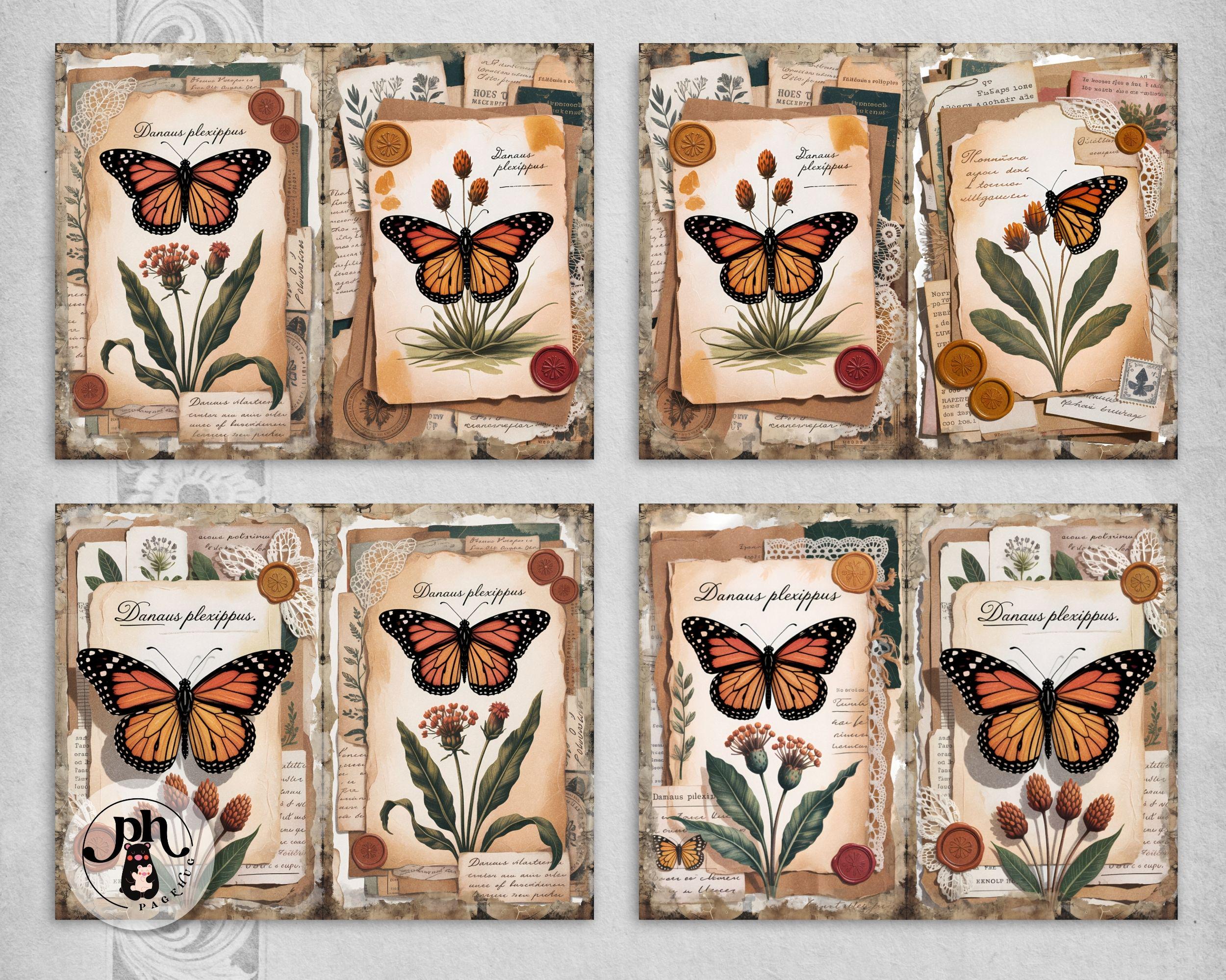 Monarch Butterfly Collage Printable – Vintage Junk Journal Page ...