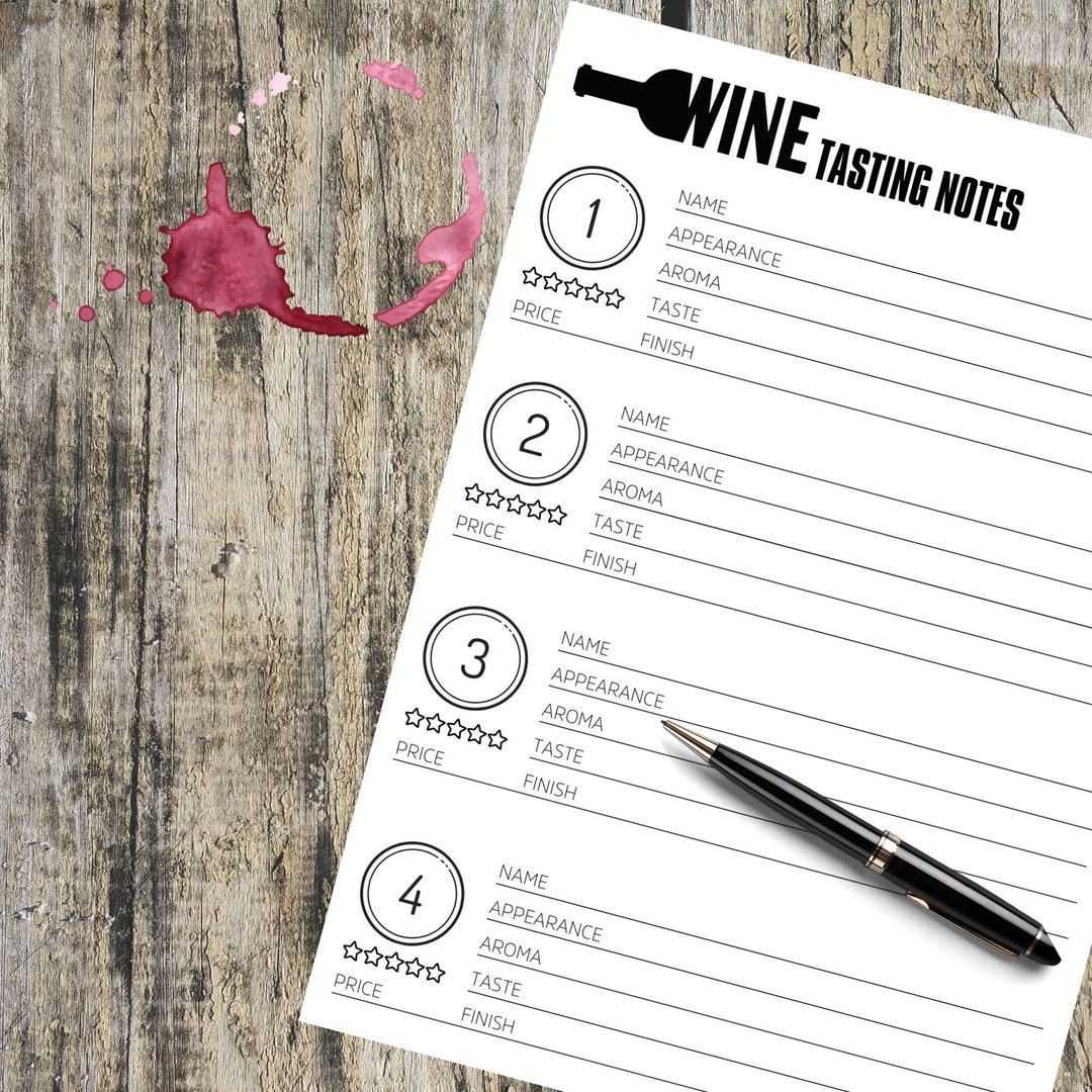 Wine Tasting Notes A4 and US Letter Digital Download Print at Home With ...