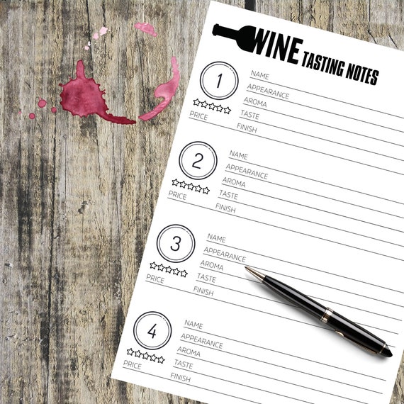 Wine Tasting Notes A4 and US Letter Digital Download Print at | Etsy