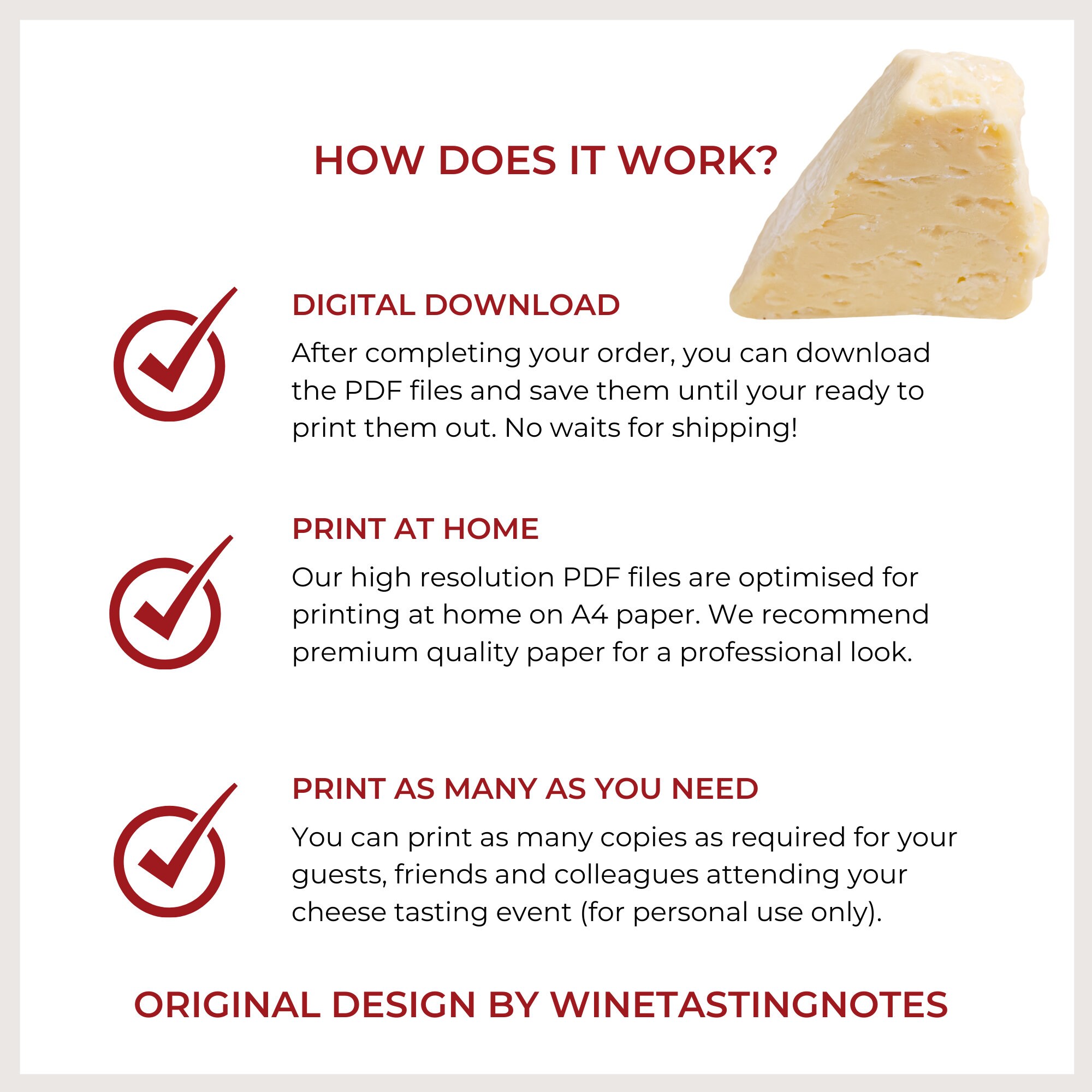 Cheese Tasting Notes A4 Digital Download Print at Home With Tasting ...