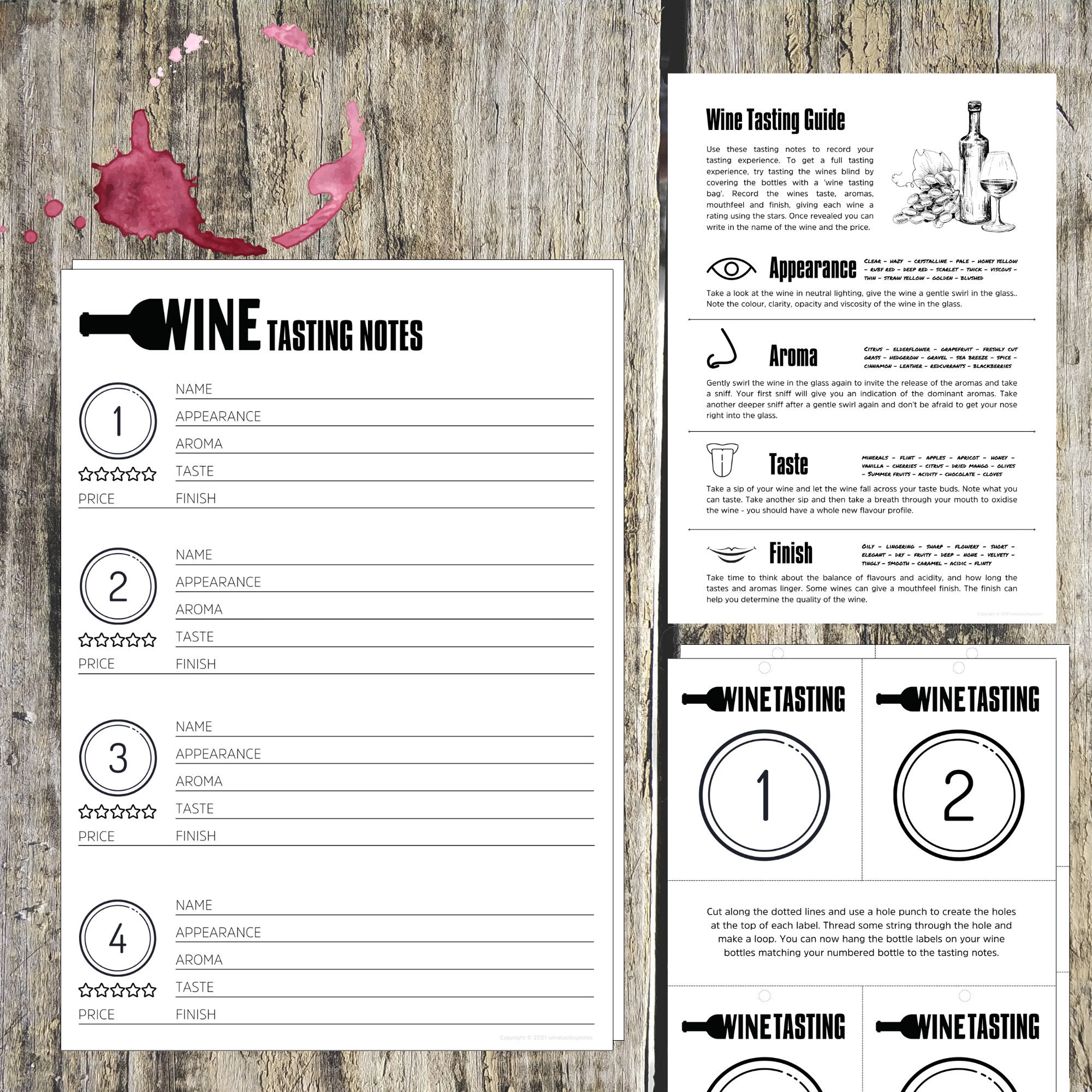 Wine Tasting Notes A4 and US Letter Digital Download Print at Home With ...