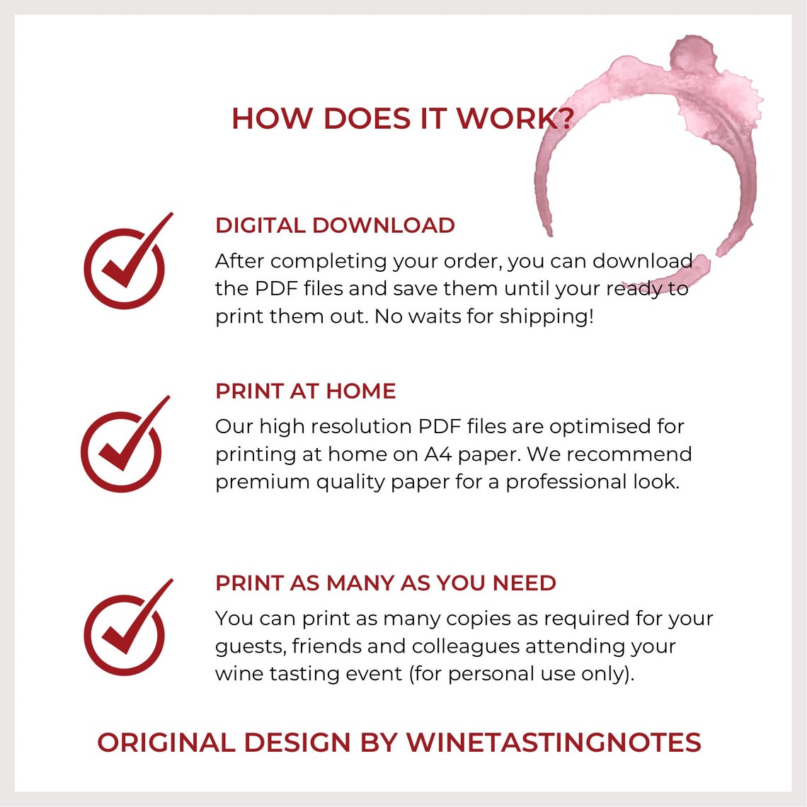 Wine Tasting Notes A4 and US Letter Digital Download Print at Home With ...
