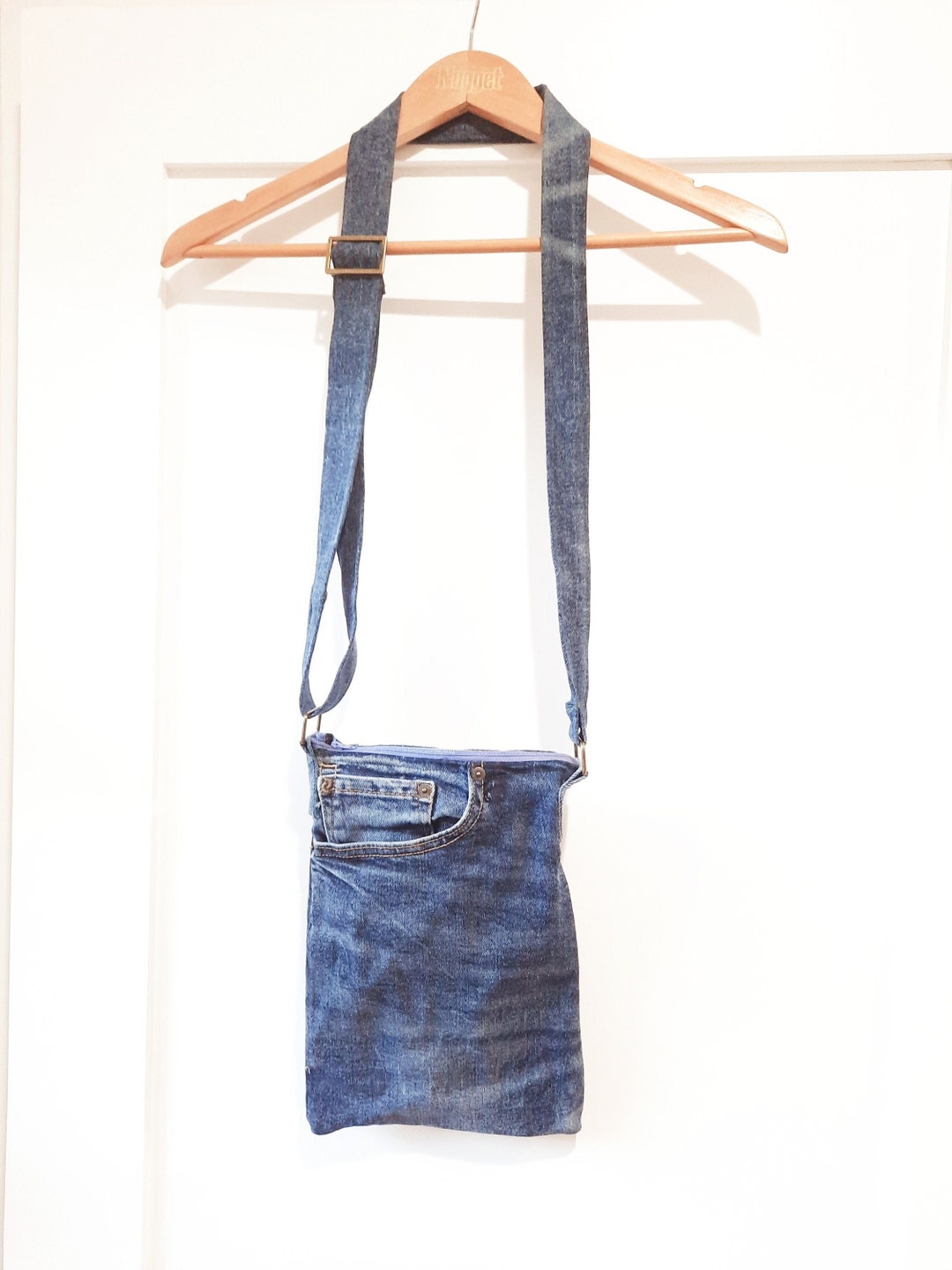 Upcycled Denim Cross Body Messenger Bag, Bluejeans Cross Body Bag, Eco ...