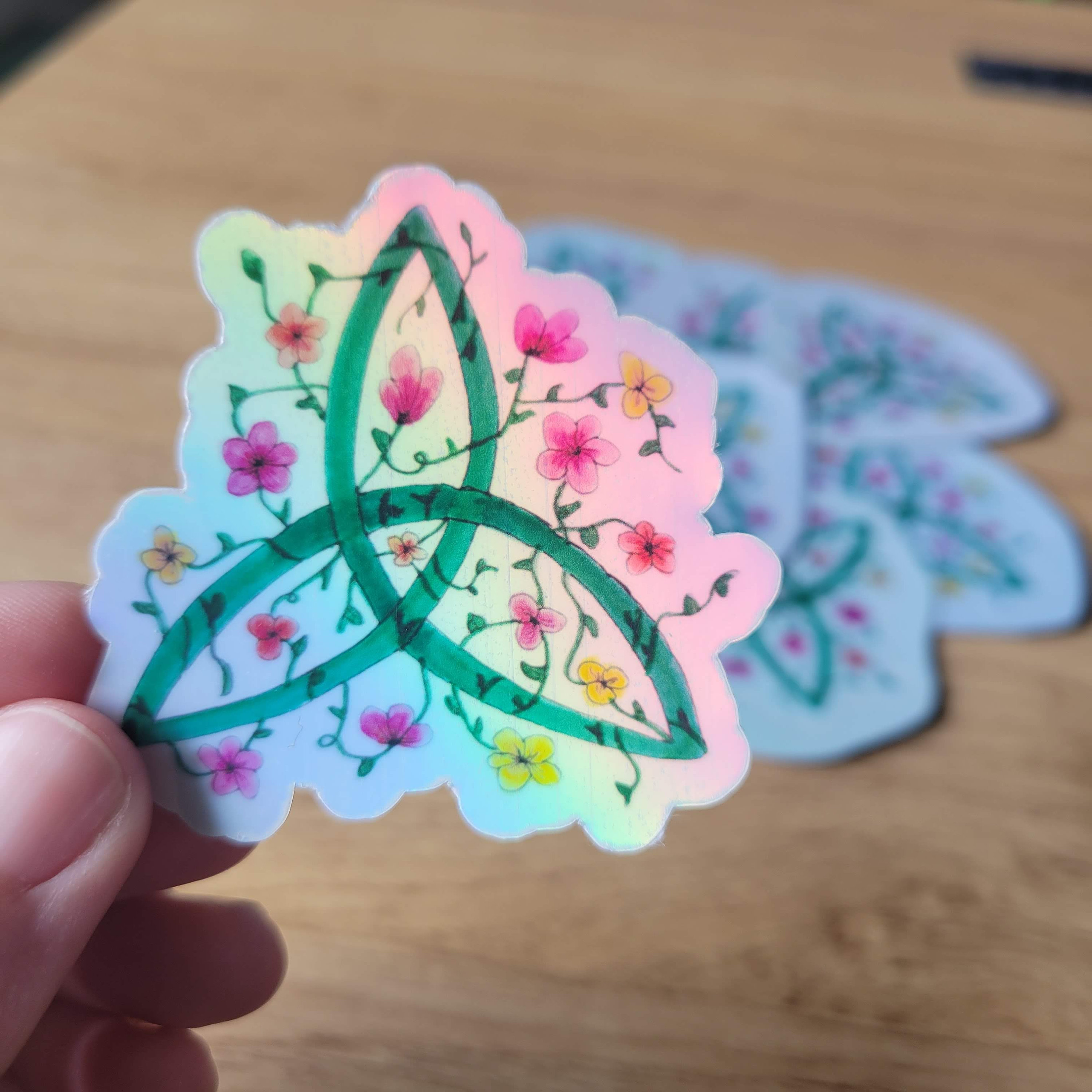 Holographic Celtic Knot Sticker Waterproof Decal, Floral Celtic Knot ...
