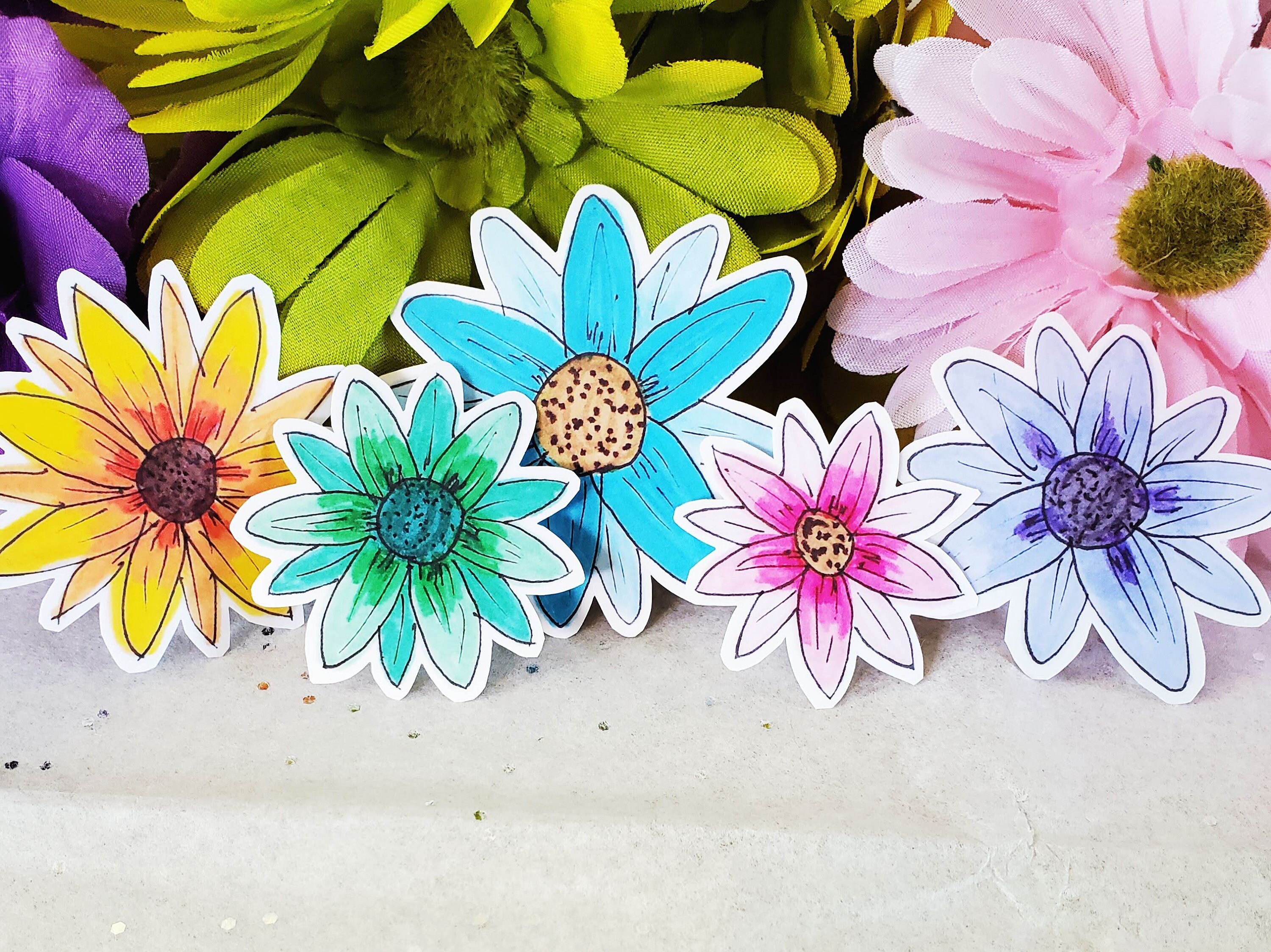 Sunflower Sticker, Yellow Flower Sticker, Yellow Daisy, Water Bottle ...