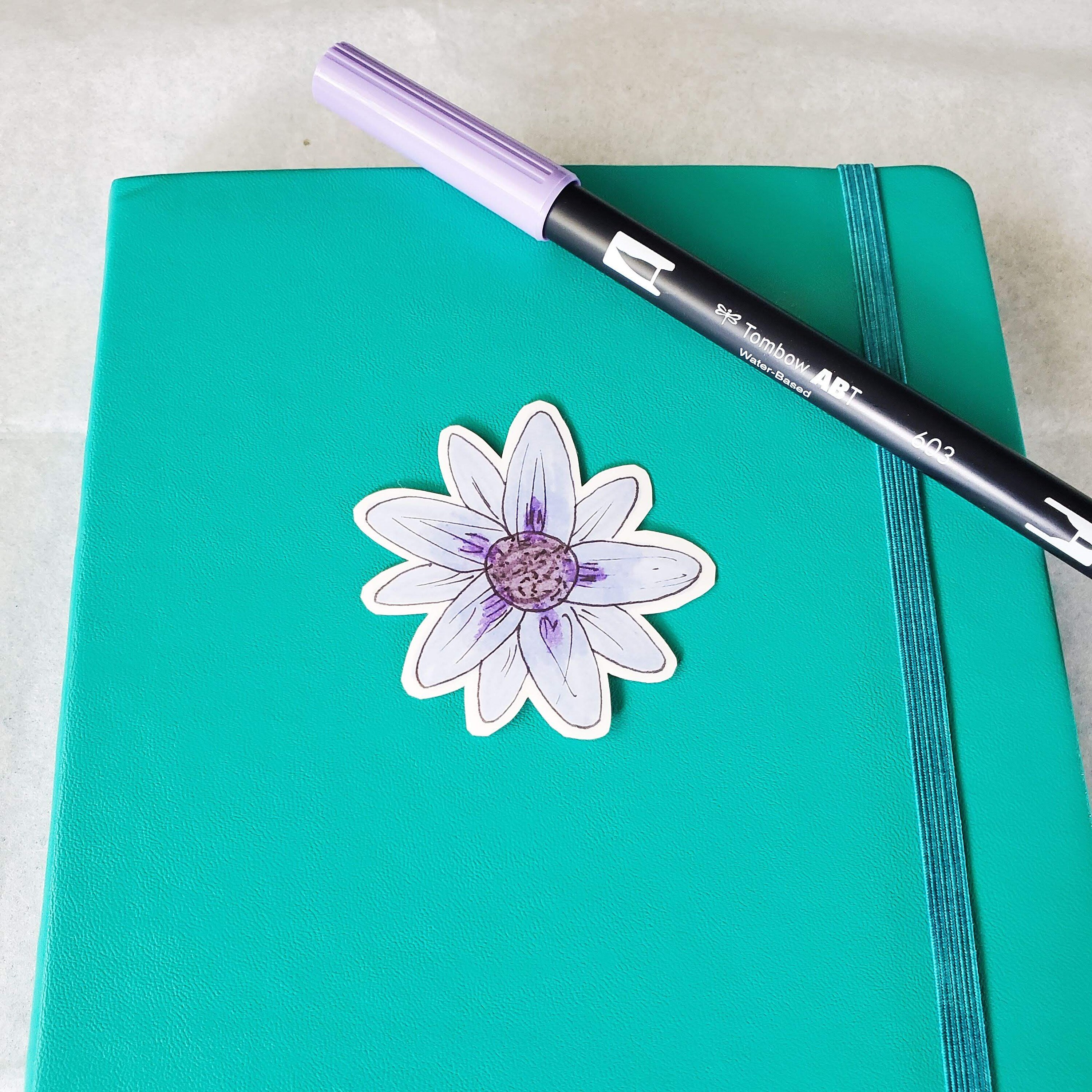 Purple Flower Sticker, Sunflower Sticker, Purple Daisy, Water Bottle ...