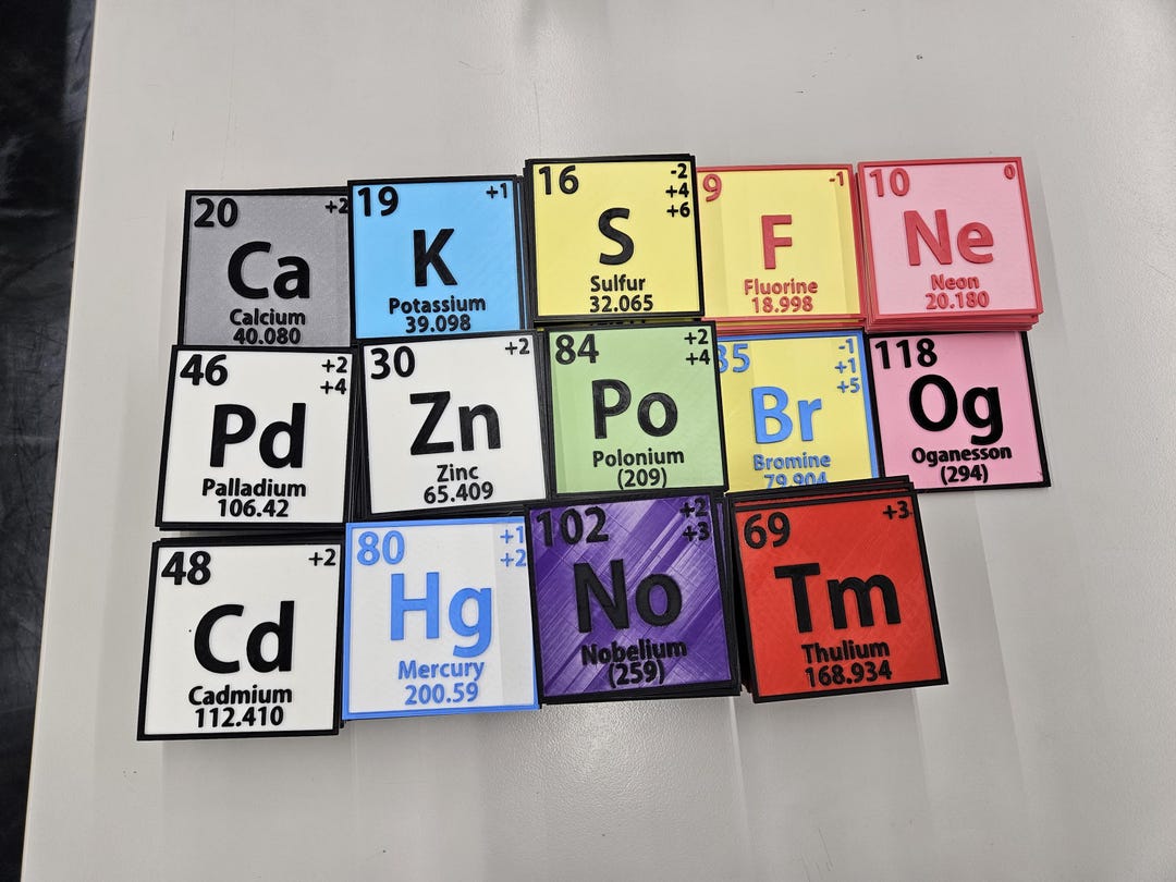 118 Individual Periodic Table Element Squares Tiles .stl Files for ...