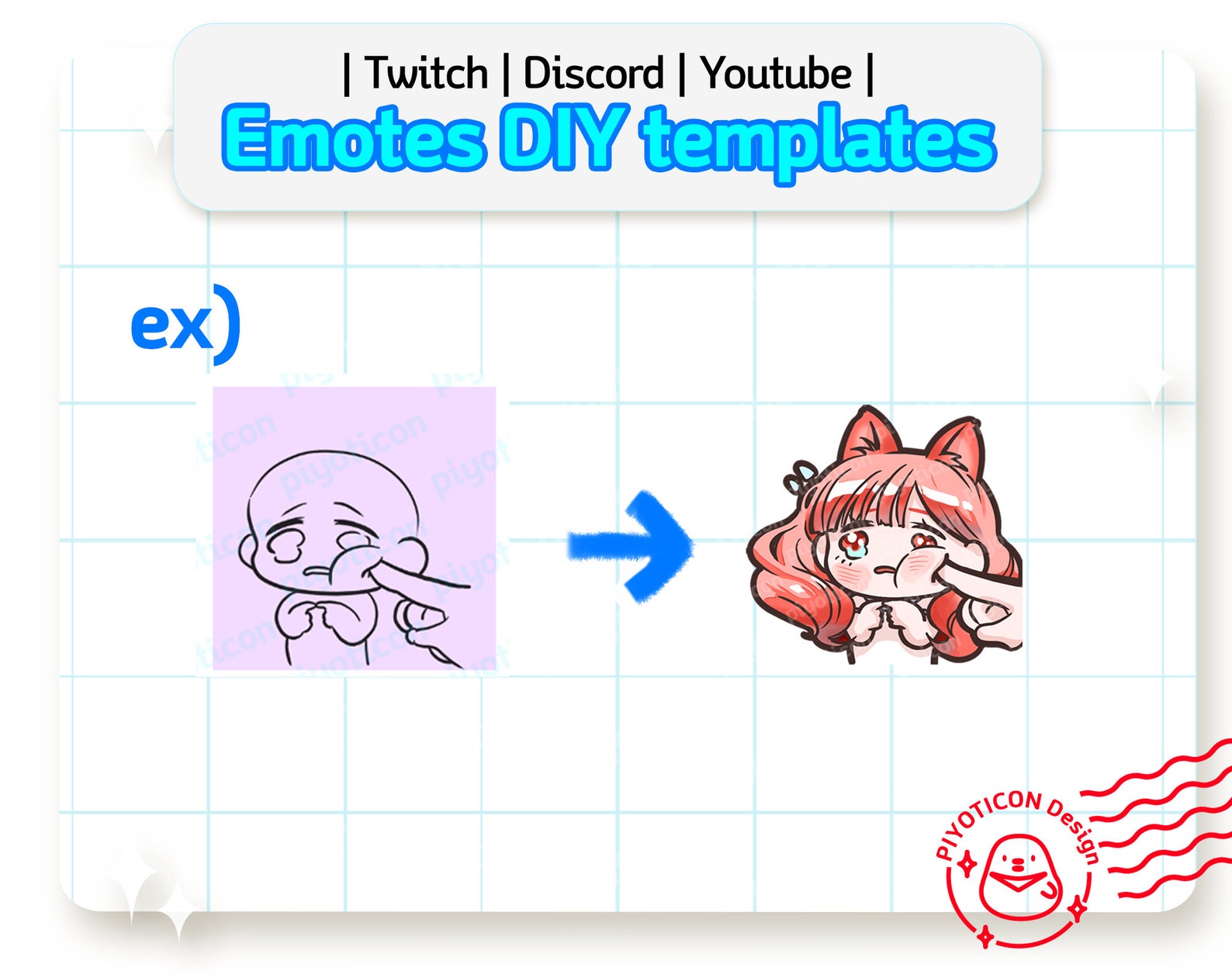 18x Emotes DIY Templates Bases Anime Style for Twitch, Discord, Youtube ...