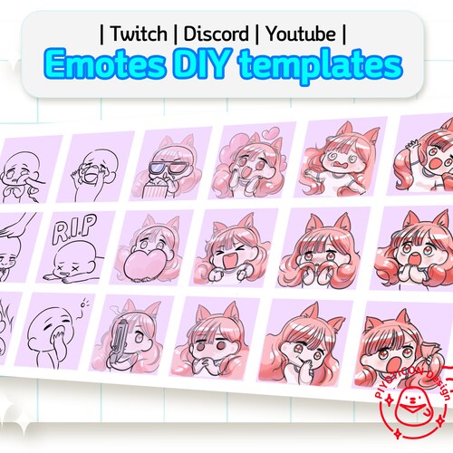 18x Emotes DIY Templates Bases Anime Style for Twitch - Etsy
