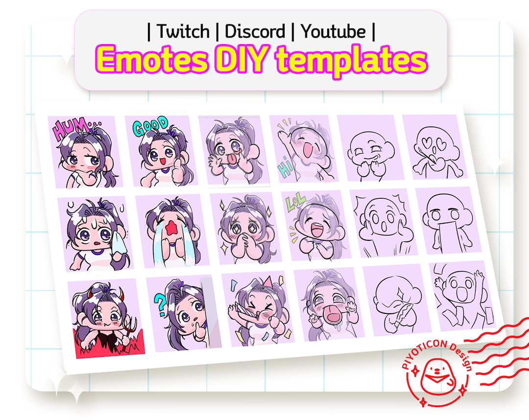 Twitch Emote Basis Vorlagen, x18 Emotes DIY Vorlagen, Anime Stil Emotes ...