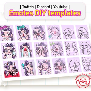 Twitch Emote Base Templates, X18 Emotes DIY Templates, Anime Style ...