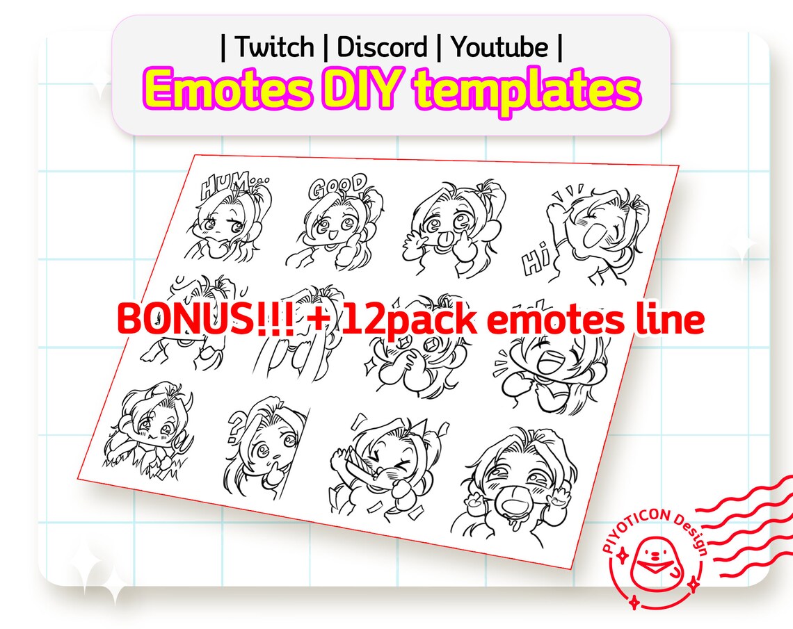 Twitch Emote Base Templates X18 Emotes DIY Templates Anime - Etsy Canada