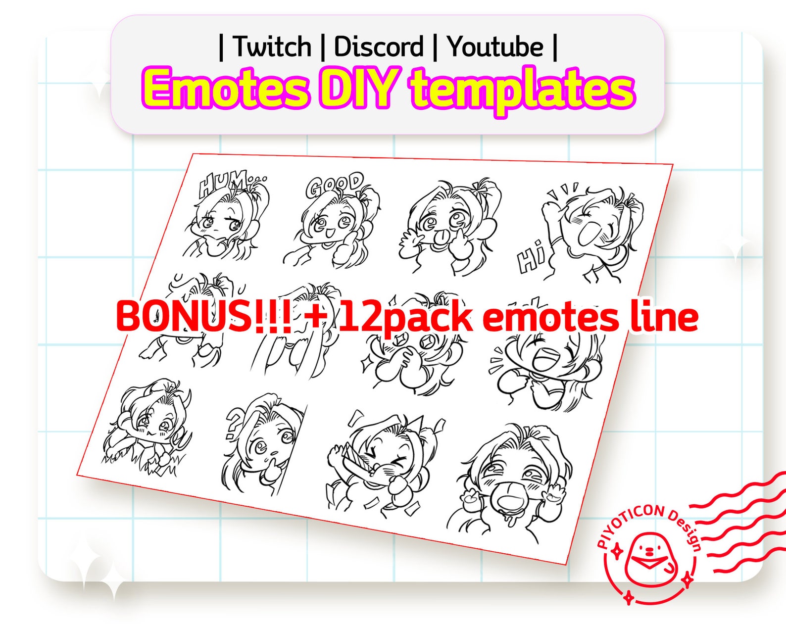 Twitch Emote Base Templates X18 Emotes DIY Templates Anime - Etsy Canada