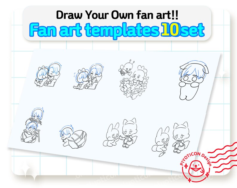 DRAWING GUIDE Templates Set10 /cute Anime Style/fanart/ Chibi Pose ...