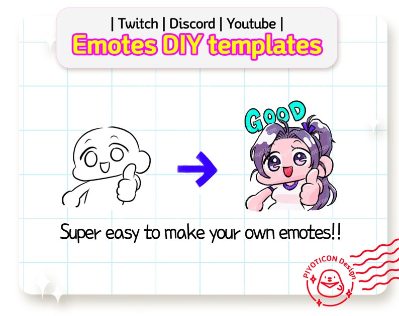 Twitch Emote Base Templates, X18 Emotes DIY Templates, Anime Style ...