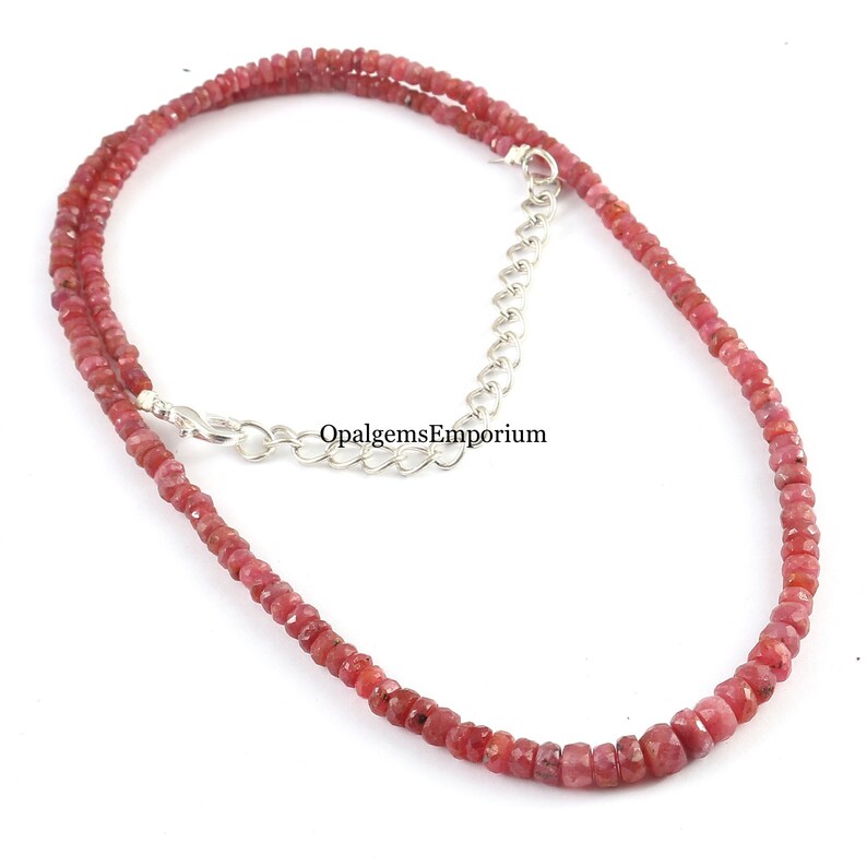 Genuine Ruby Beads Necklace, Ruby Rondelle Beads Necklace, Faceted Ruby ...