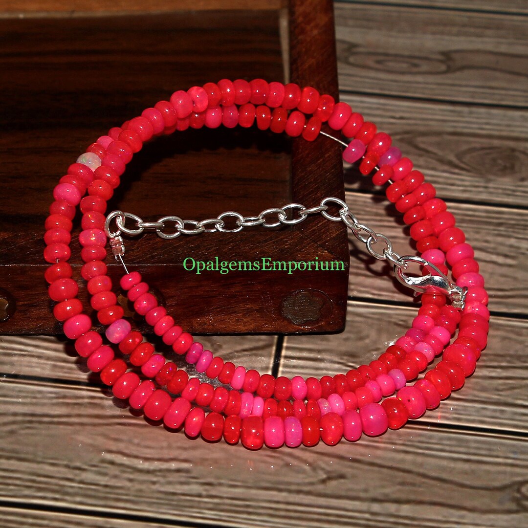 Natural Ethiopian Opal Necklace, Hot Pink Opal Beads Necklace, Gift for ...