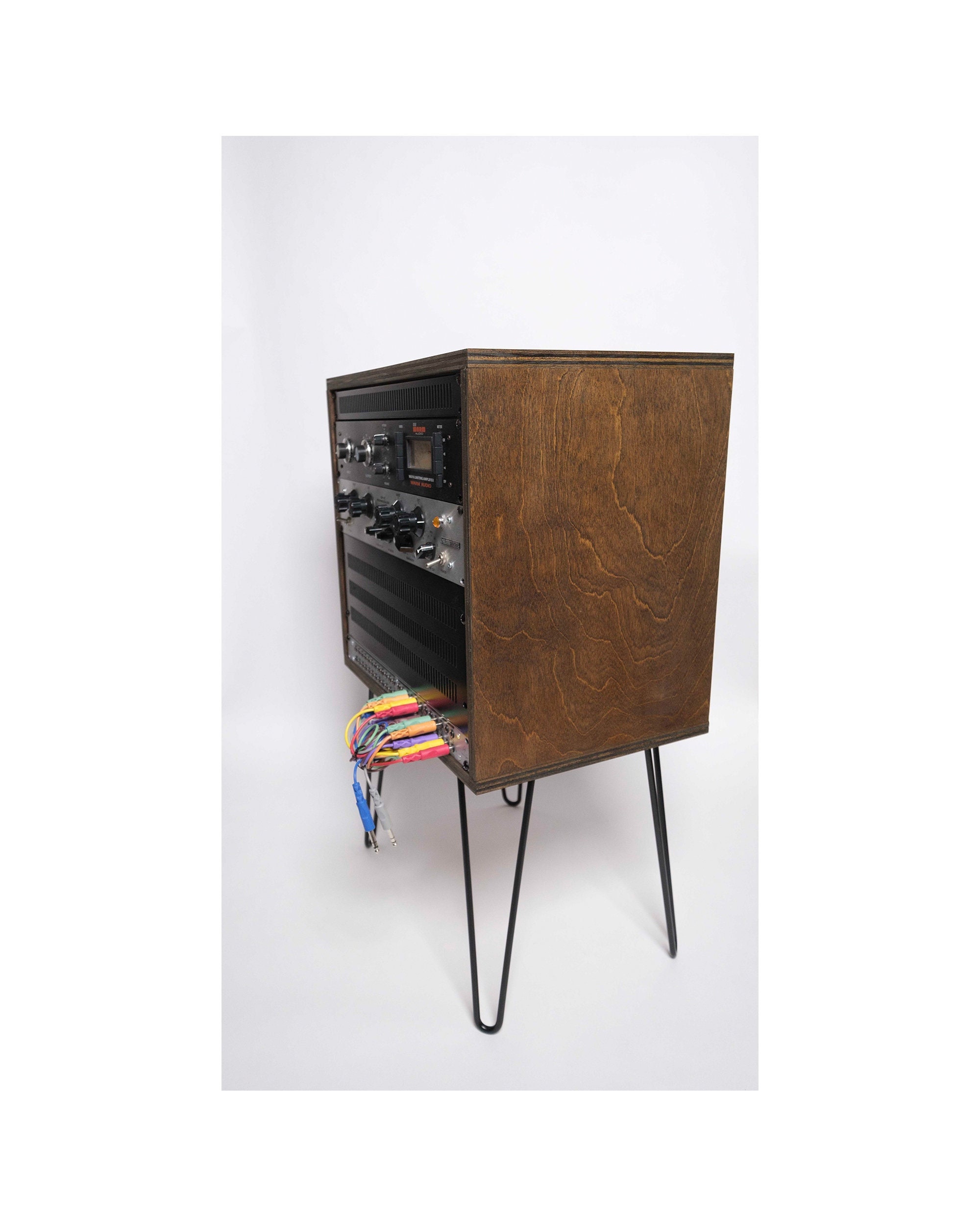 10U Studio Rack | Audio Rack | Dark Walnut | With Hairpin Legs ...