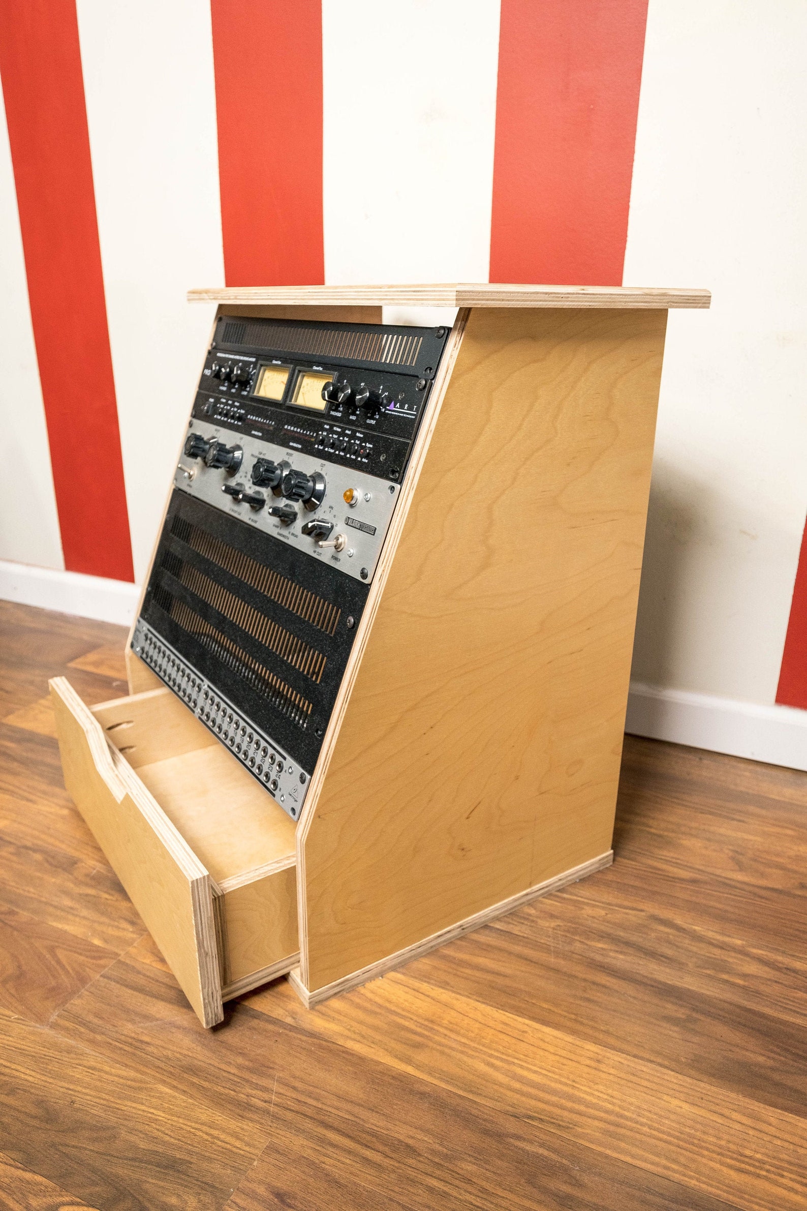 14U SLANTED STUDIO RACK Sidecar With Drawer | Angled Audio Rack ...