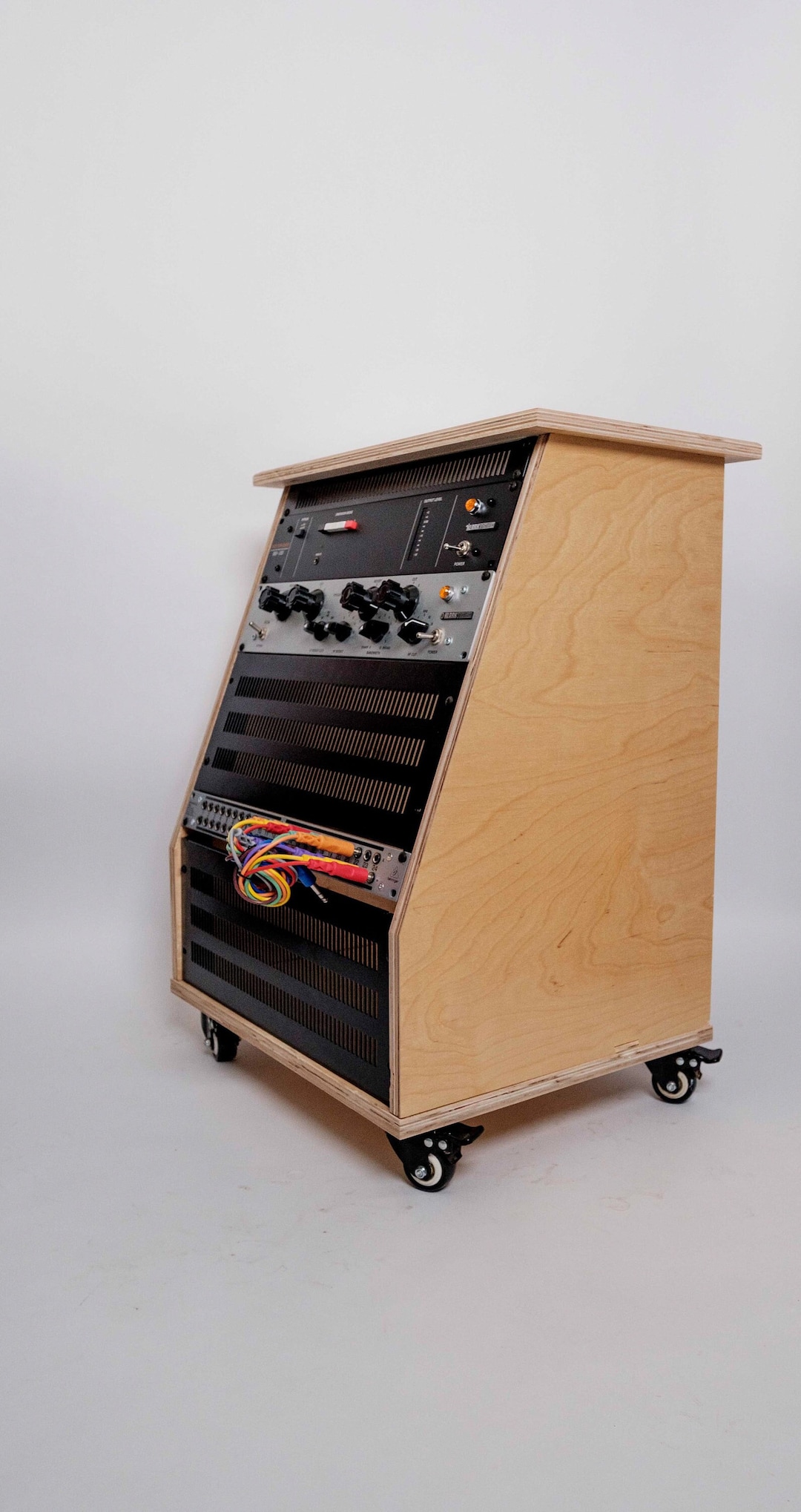 14U SLANTED STUDIO RACK Sidecar With Drawer | Angled Audio Rack ...