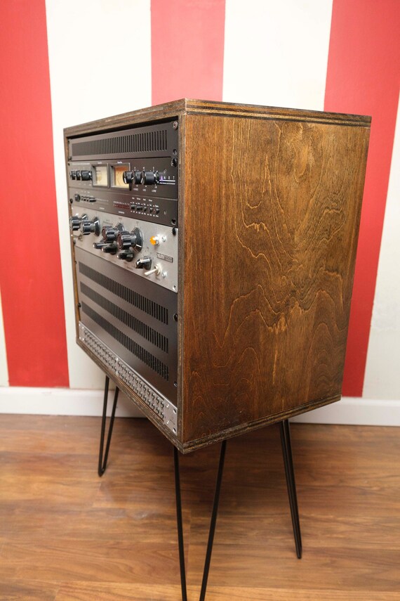 10U Studio Rack Audio Rack Dark Walnut With Hairpin Legs | Etsy
