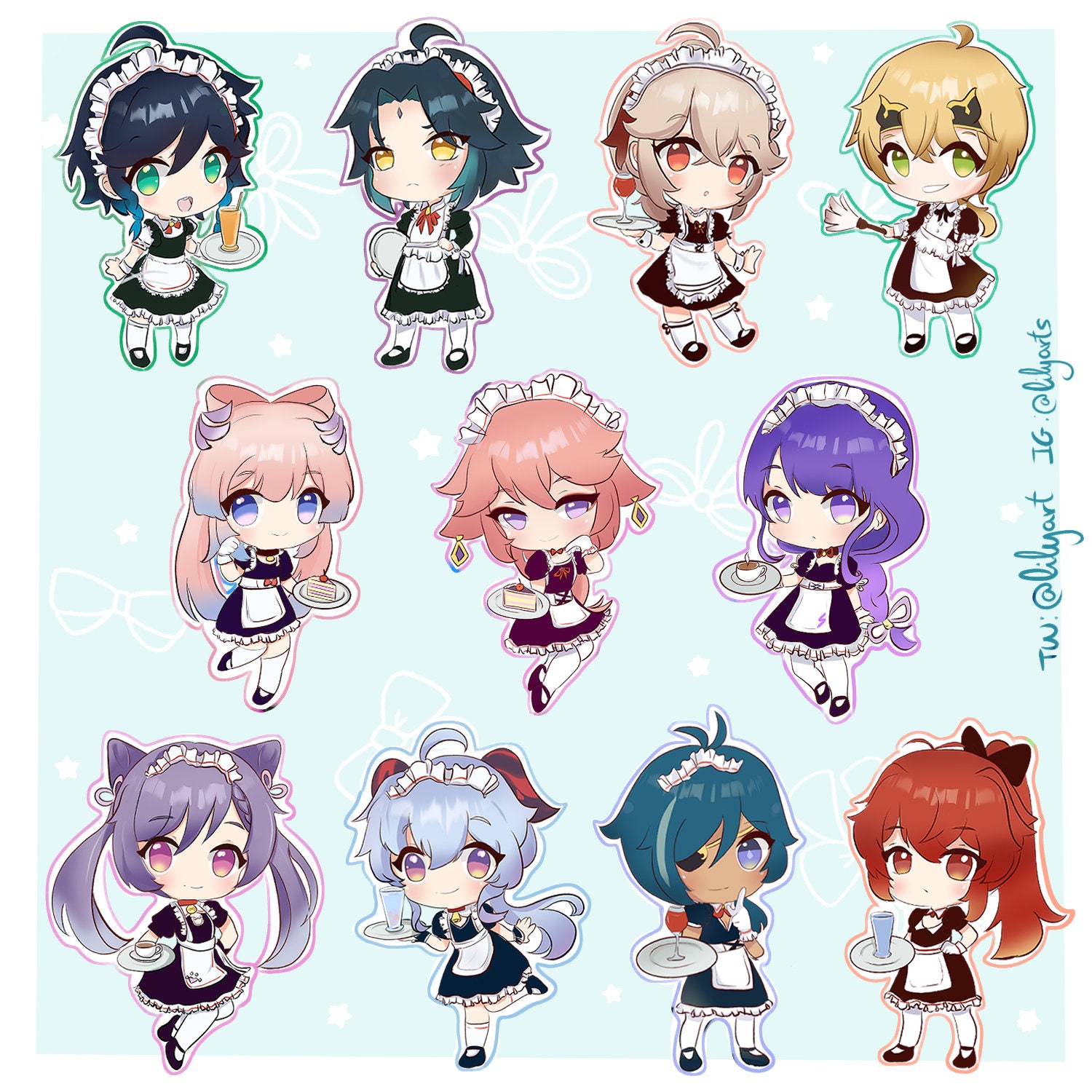 Standee Genshin Impact Maid Outfit Ver. VOL1 [venti, Xiao, Yae, Shogun ...