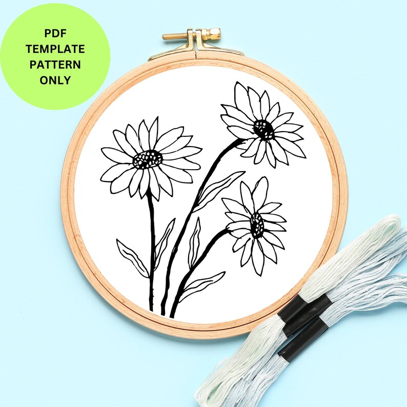 Daisy Embroidery Template Pattern Instant Download, Punch Needle ...