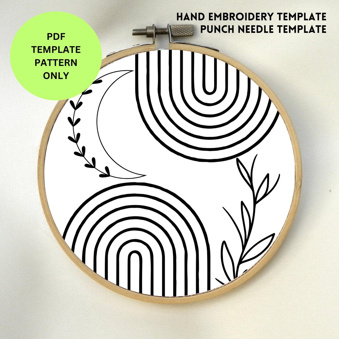 Boho Style Hand Embroidery Template | Punch Needle PDF Pattern ...