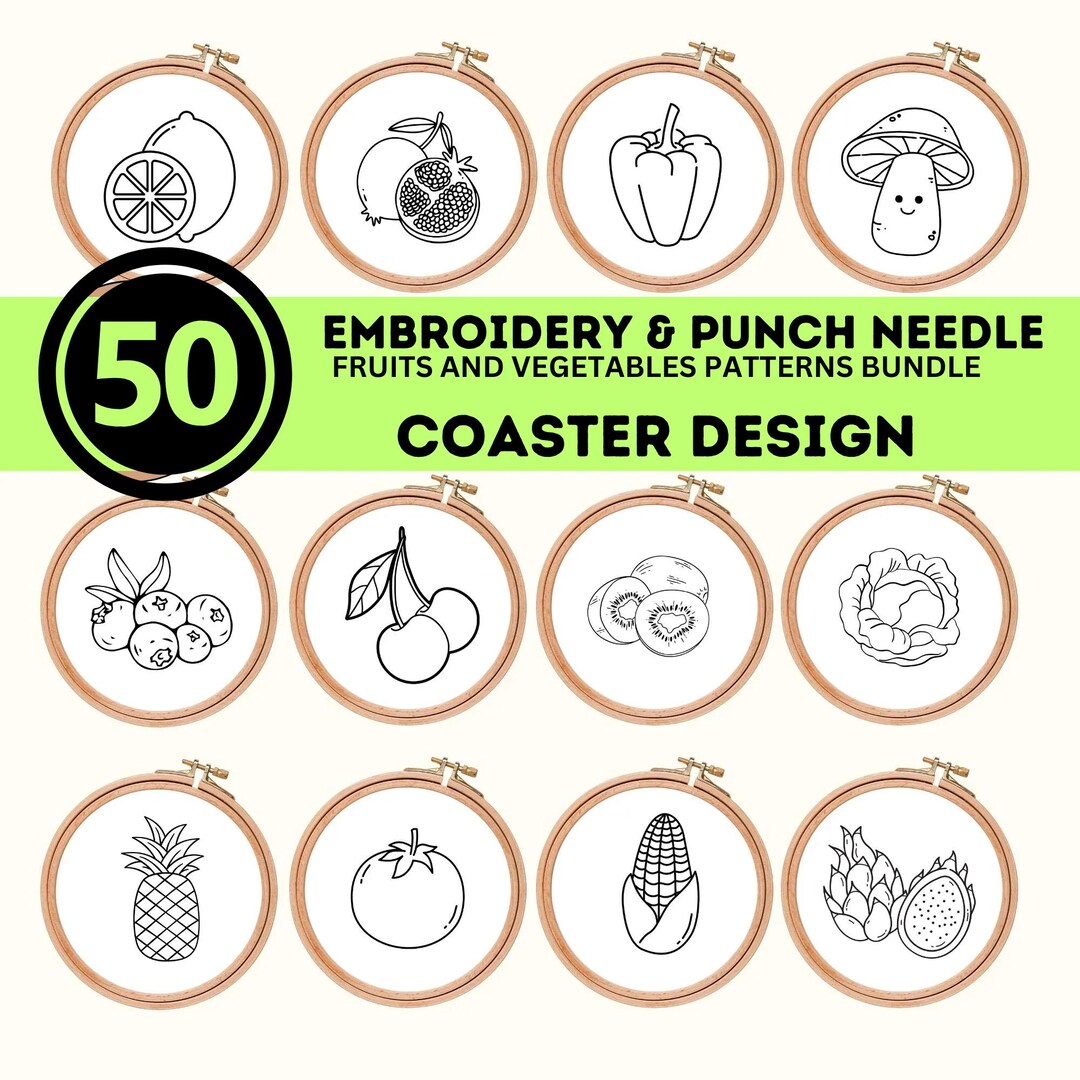 50 Fruit & Vegetable Coaster Punch Needle Templates – Digital PDF ...
