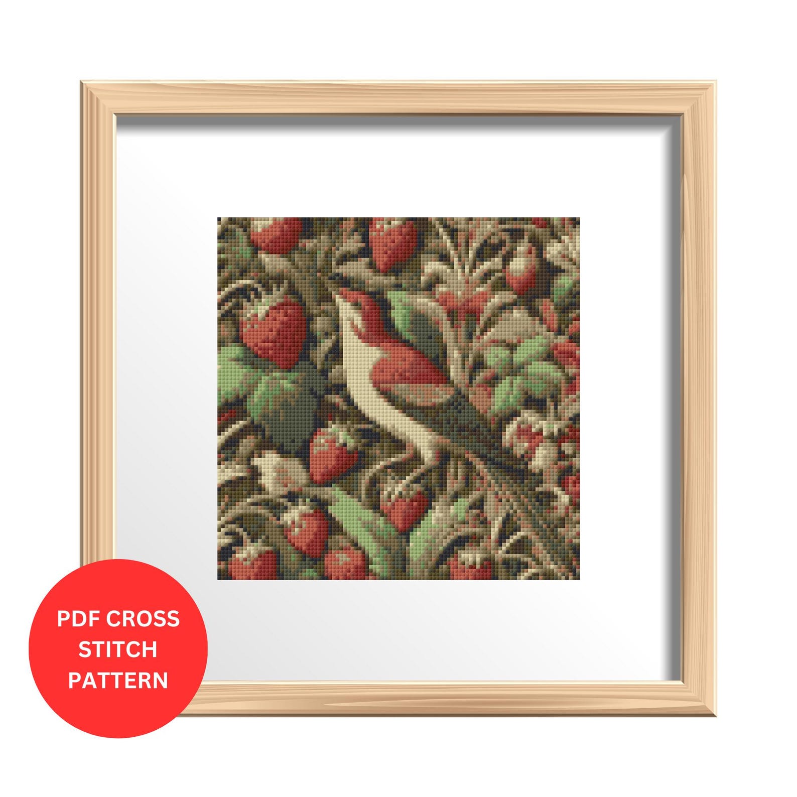 William Morris Inspired Strawberry Thief Cross Stitch Pattern | Digital ...