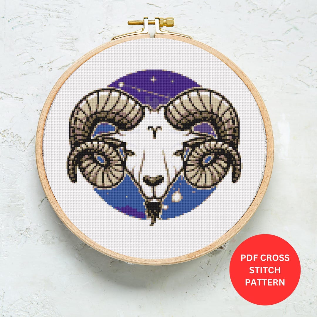 Aries Cross Stitch Pattern | Zodiac Embroidery PDF | Astrology DIY ...