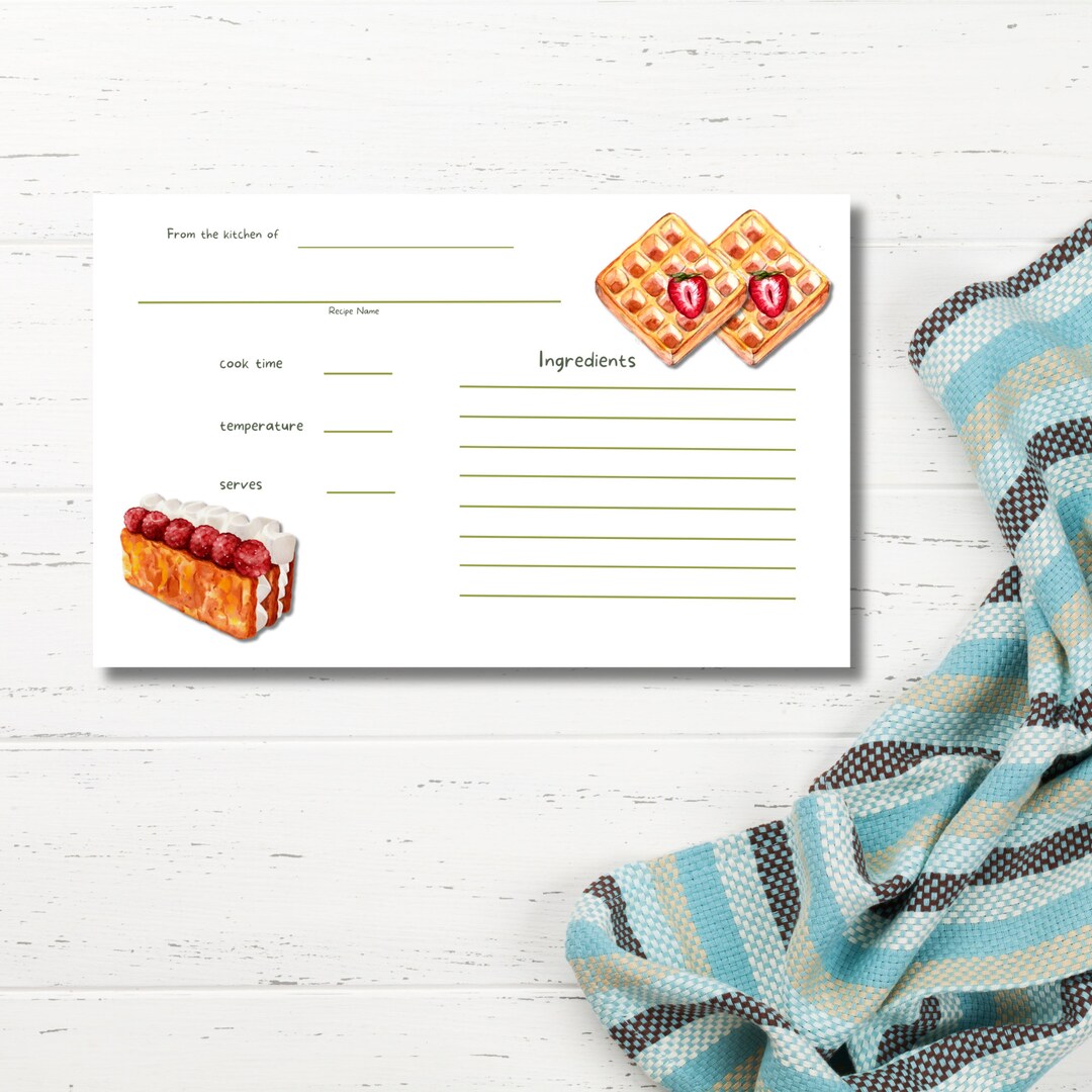 Desserts Theme Recipe Cards, Set of 20 Recipe Card Template, Best Gift ...