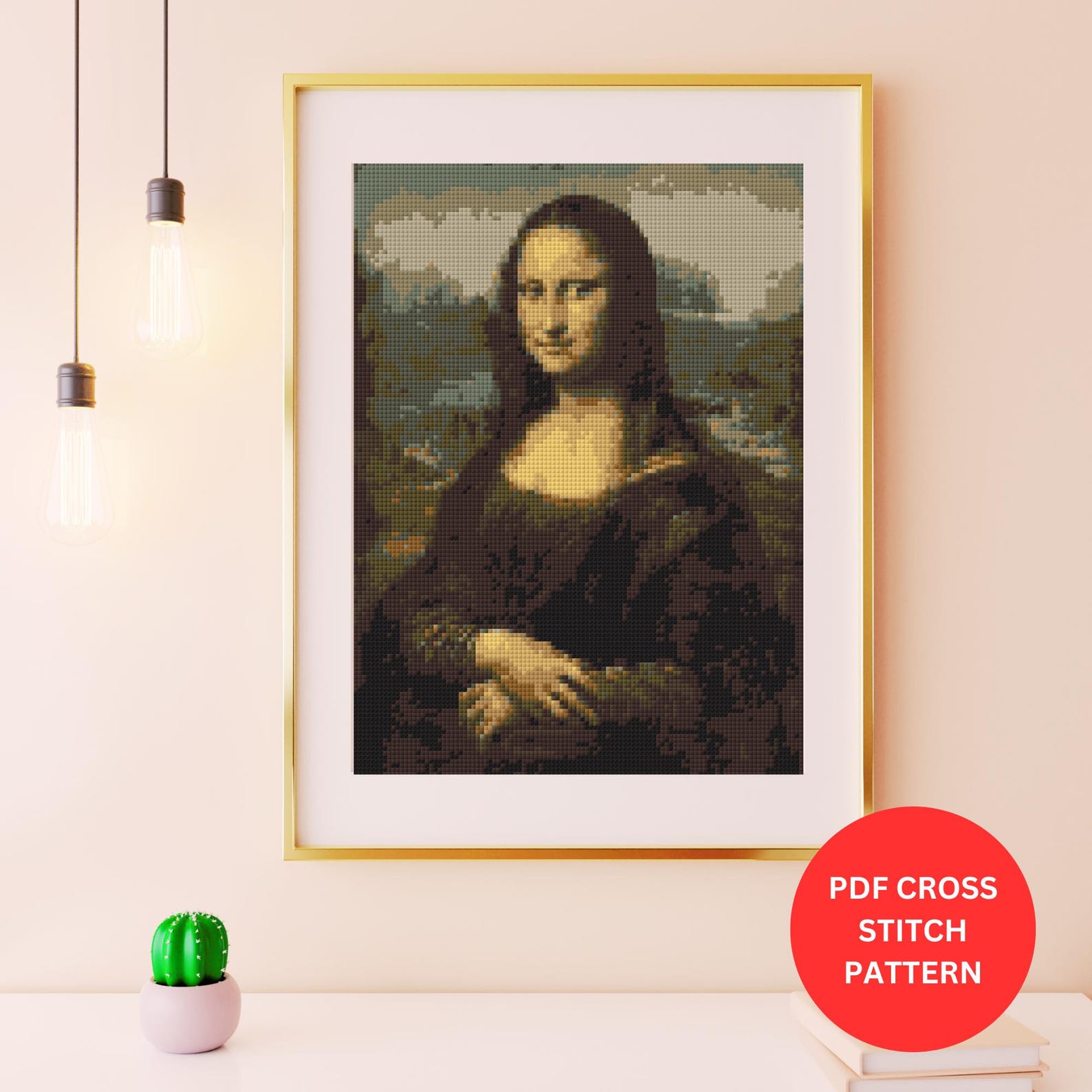 Mona Lisa Cross Stitch Pattern | Leonardo Da Vinci Art Design for Easy ...