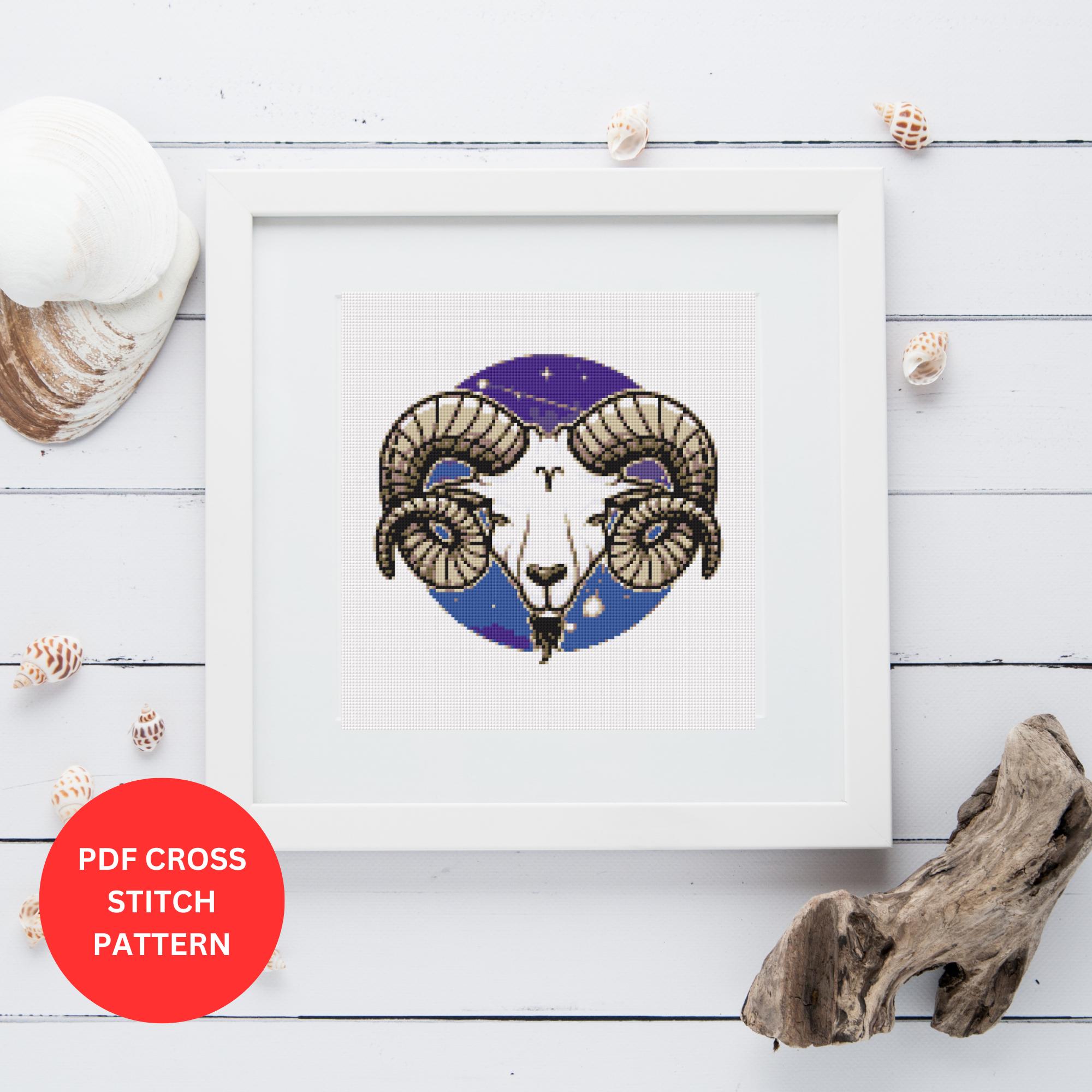 Aries Cross Stitch Pattern | Zodiac Embroidery PDF | Astrology DIY ...