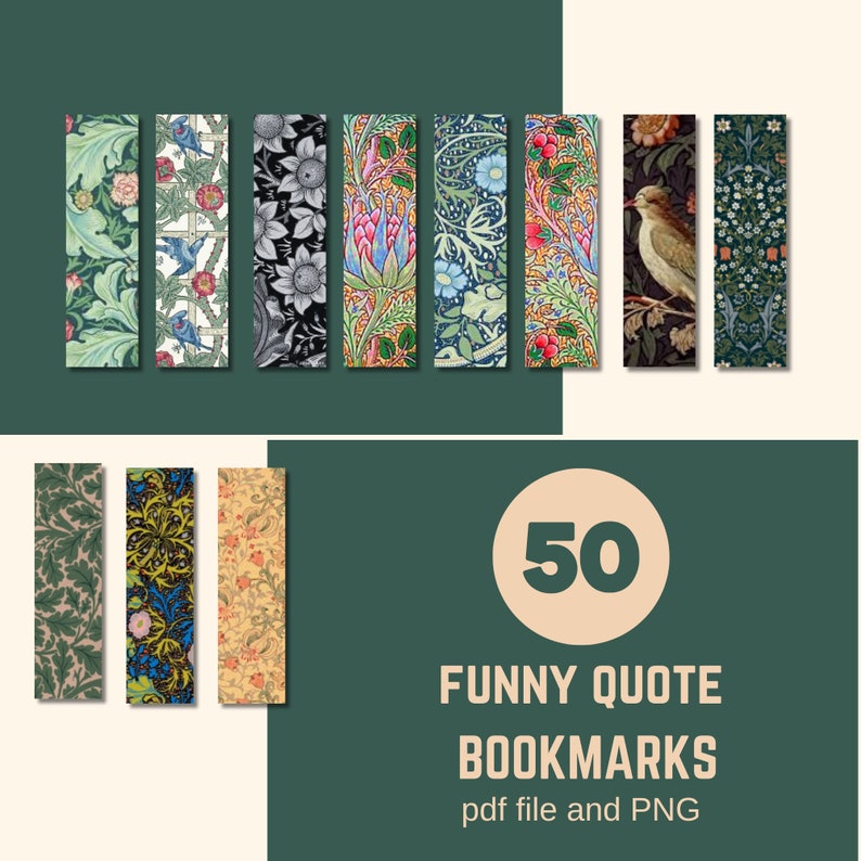 100 William Morris Inspired Printable Bookmarks Instant Digital ...