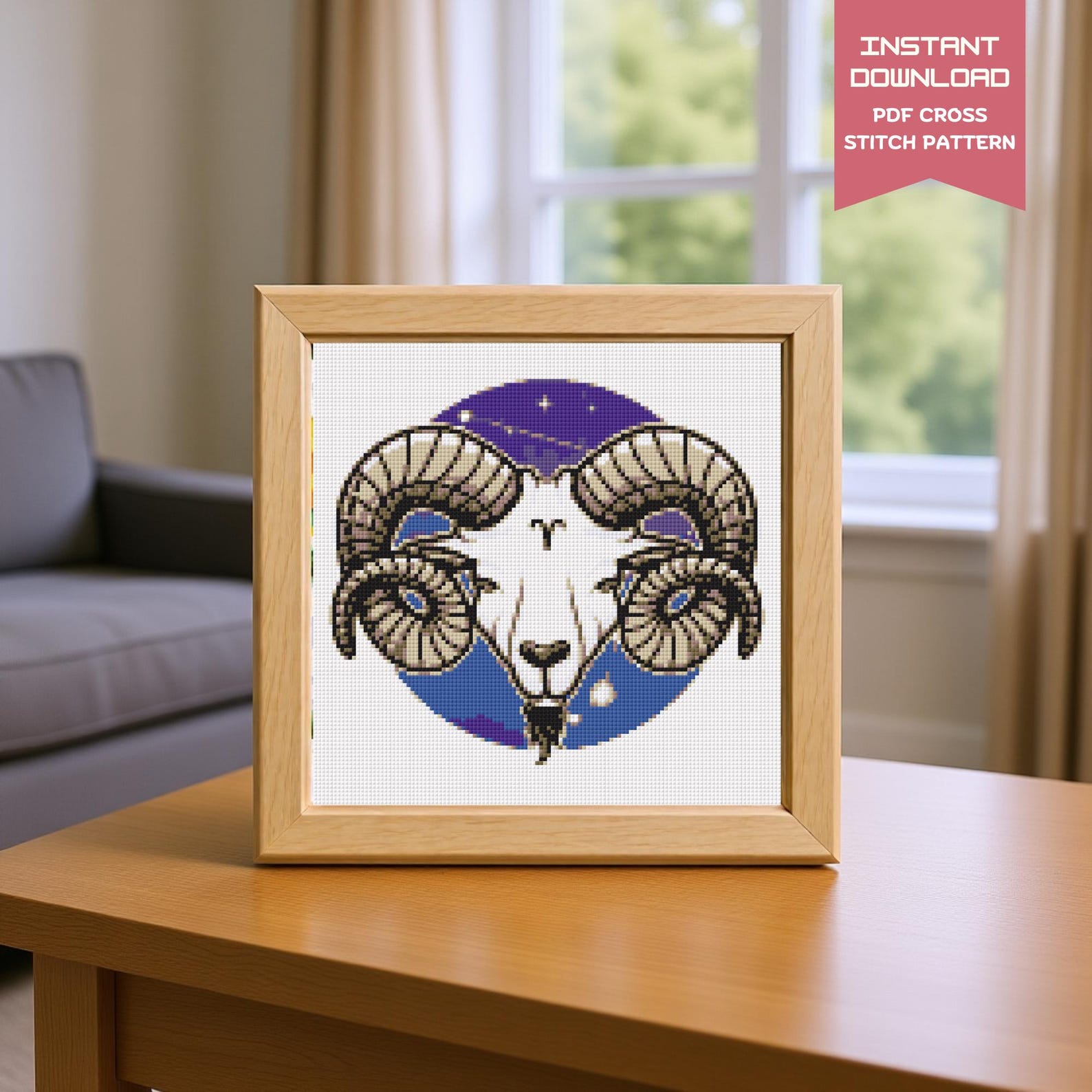 Aries Cross Stitch Pattern | Zodiac Embroidery PDF | Astrology DIY ...