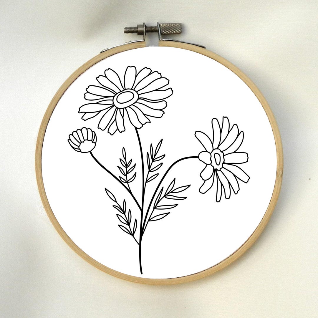 Cosmos Embroidery Pattern Instant Download, Punch Needle Embroidery ...