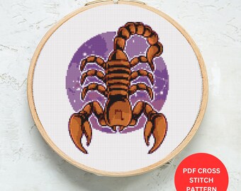 Scorpio Zodiac Cross Stitch Pattern, PDF Instant Download, Full ...