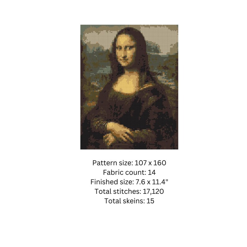 Mona Lisa Cross Stitch Pattern | Leonardo Da Vinci Art Design for Easy ...