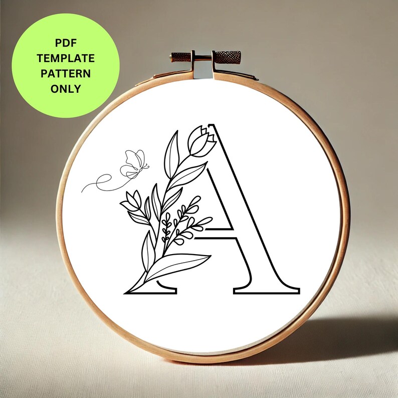 Floral Alphabet Embroidery PDF Template Pattern, Spring Alphabet ...