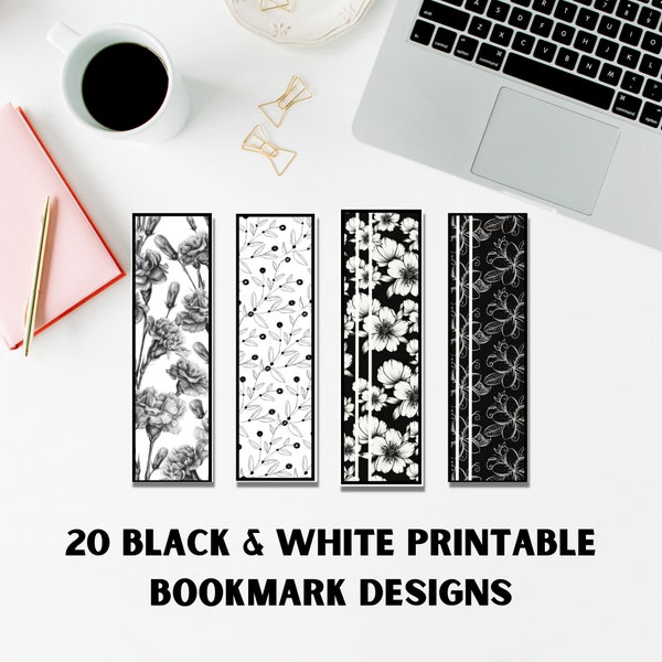 Printable Black and White Bookmarks - Etsy