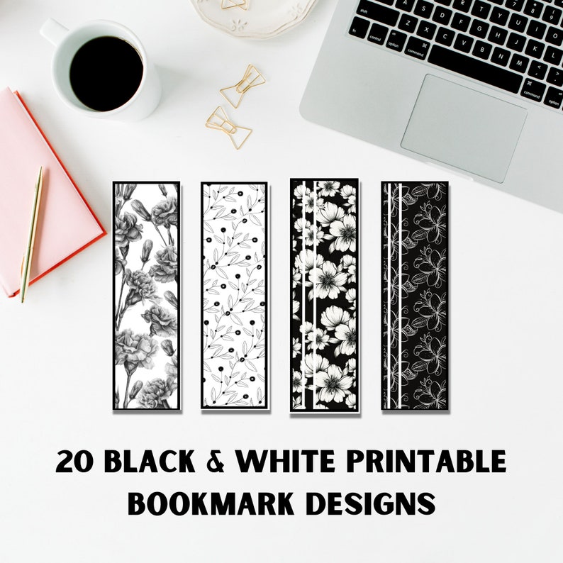 Printable Black and White Bookmarks Instant Digital Download for Craft ...