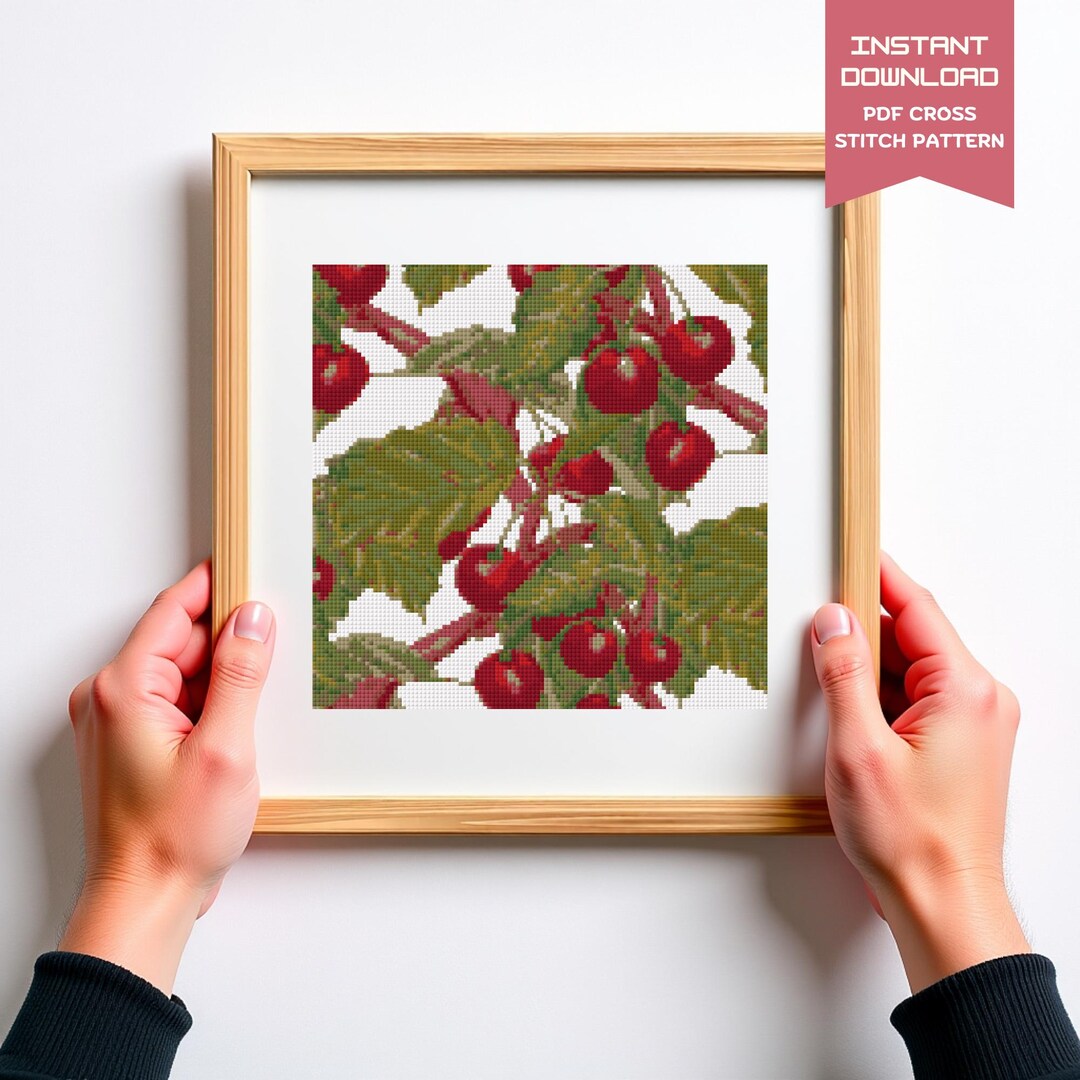 Cherry Cross Stitch Pattern | PDF Embroidery Chart | Summer Fruit ...