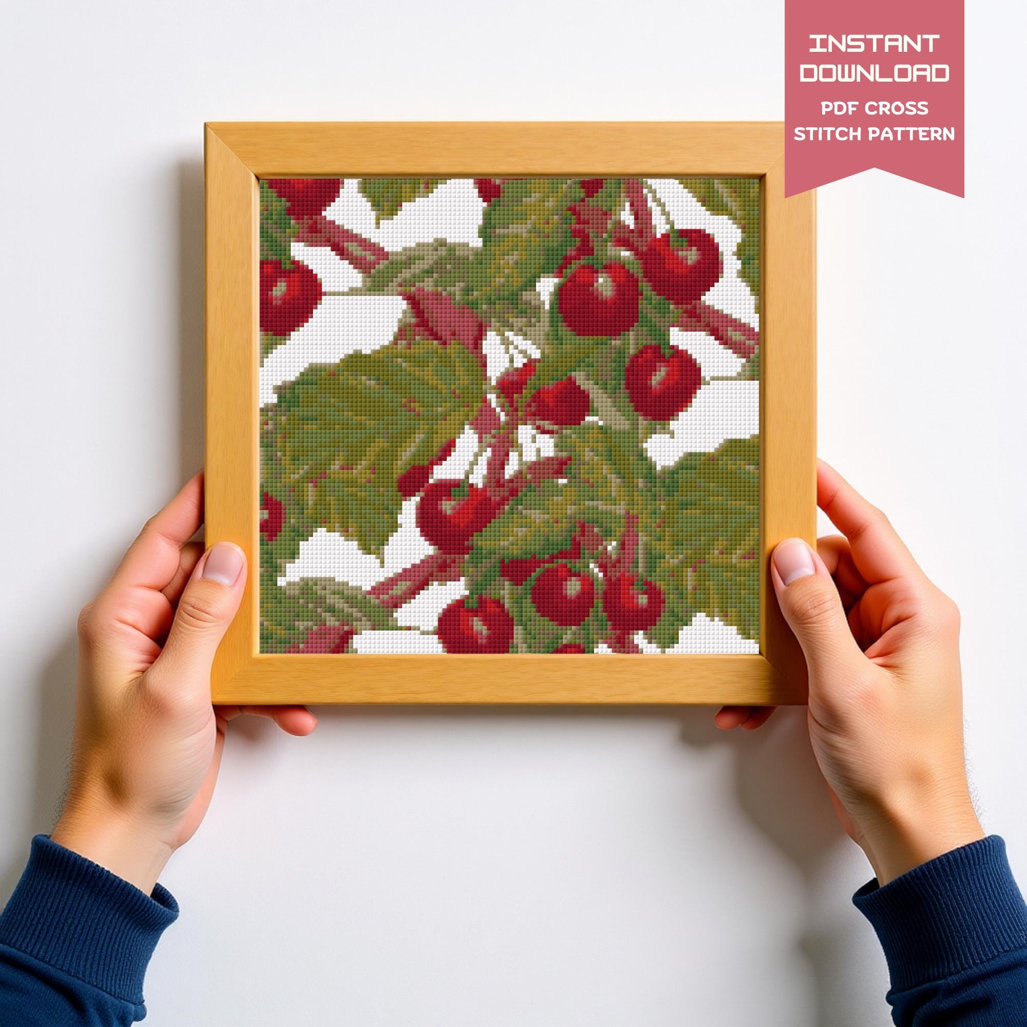 Cherry Cross Stitch Pattern | PDF Embroidery Chart | Summer Fruit ...