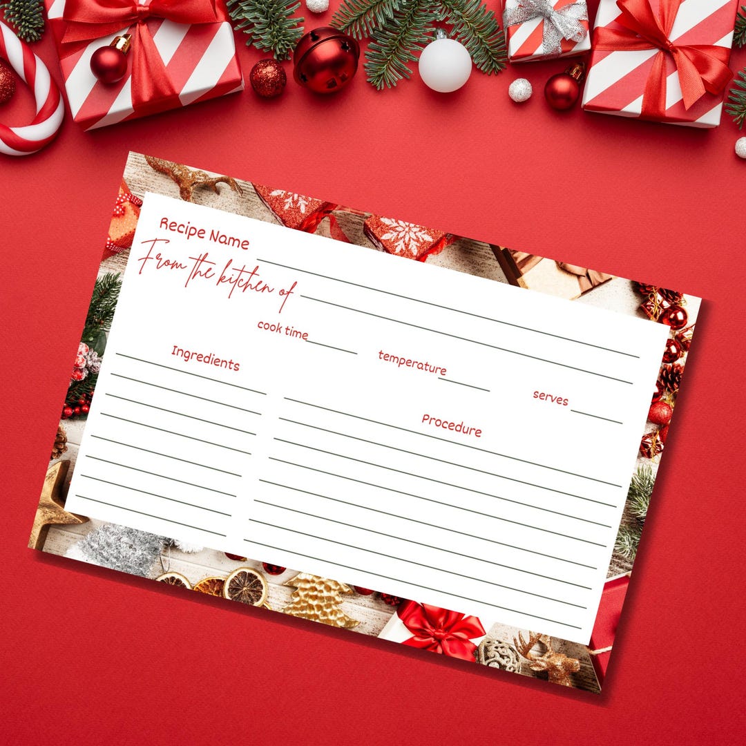 Christmas Theme Recipe Cards Bundle of 10, 30, 50 Pcs Christmas Kitchen ...