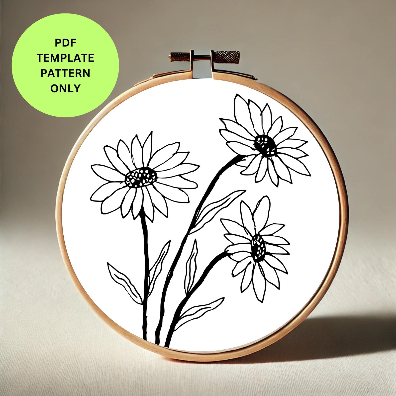 Daisy Embroidery Template Pattern Instant Download, Punch Needle ...
