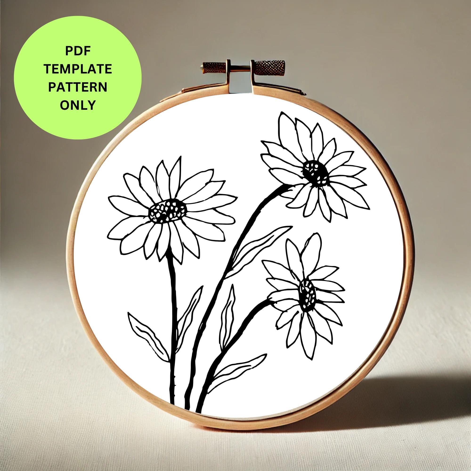 Daisy Embroidery Template Pattern Instant Download, Punch Needle ...