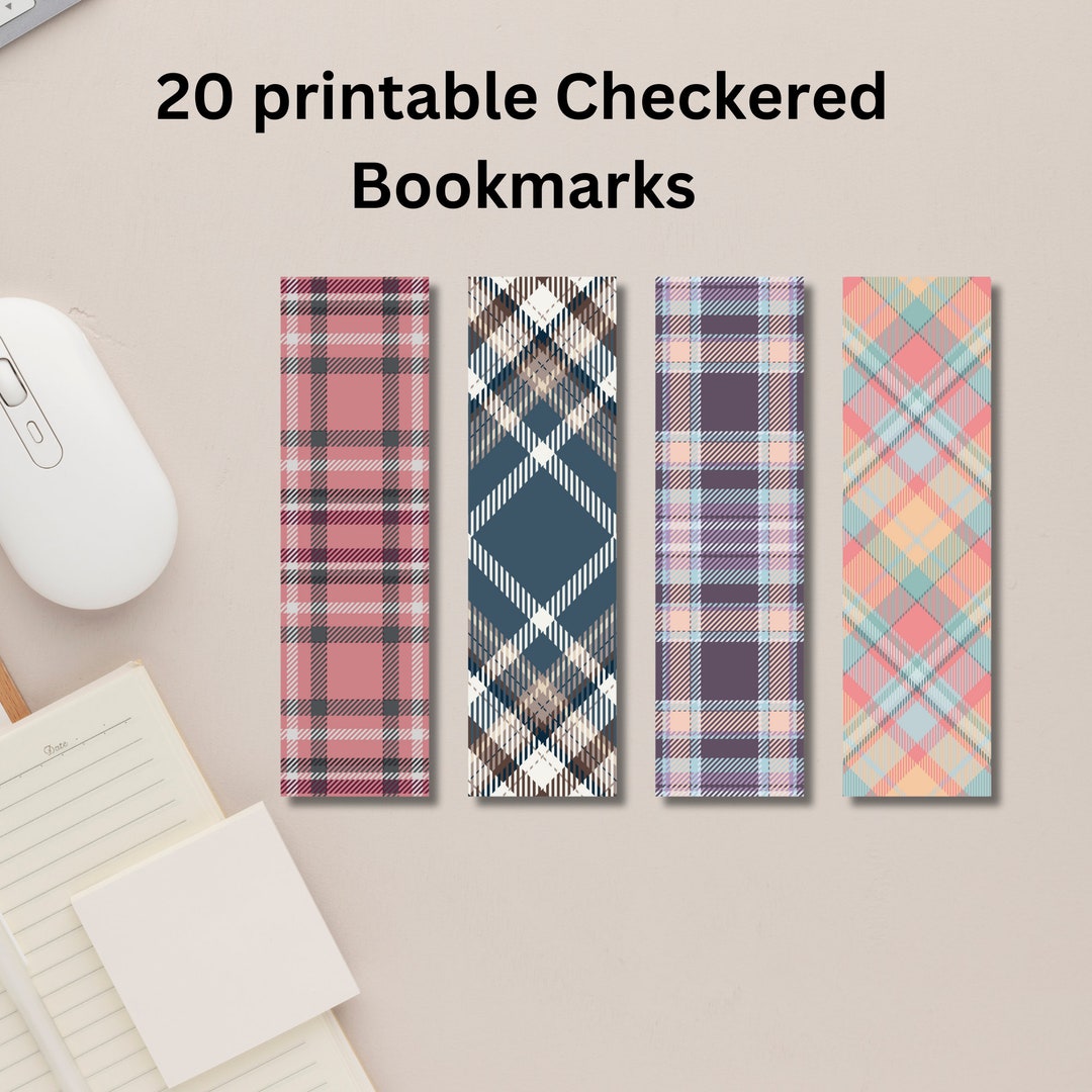 Printable 20 Checkered Bookmarks Instant Digital Download for Craft ...