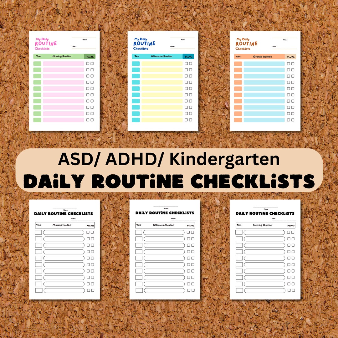 ASD/ADHD/ Kindergarten Daily Routine Checklists PDF Comprehensive Daily ...